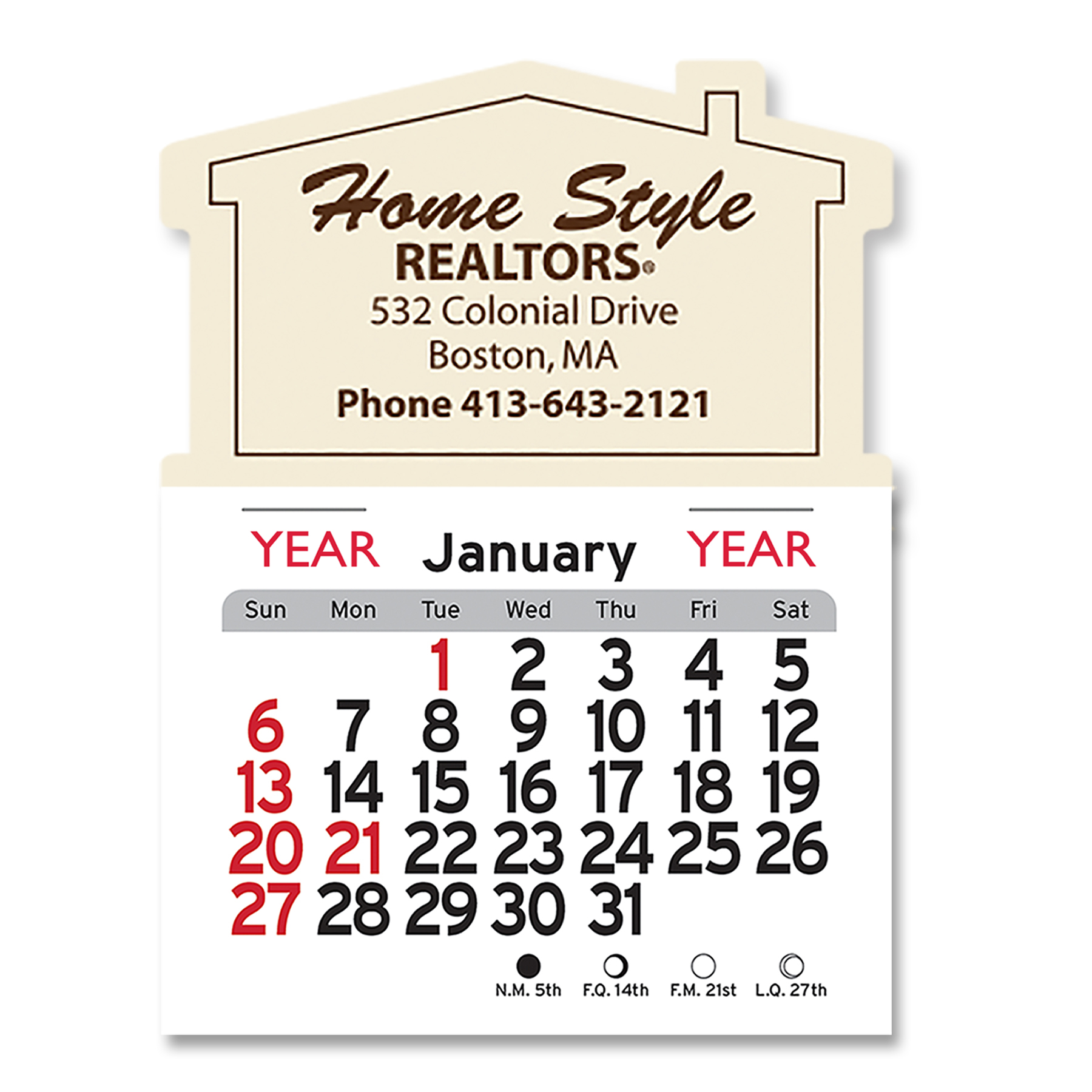 Adhesive Peel-N-Stick House Shape 2026 Calendars