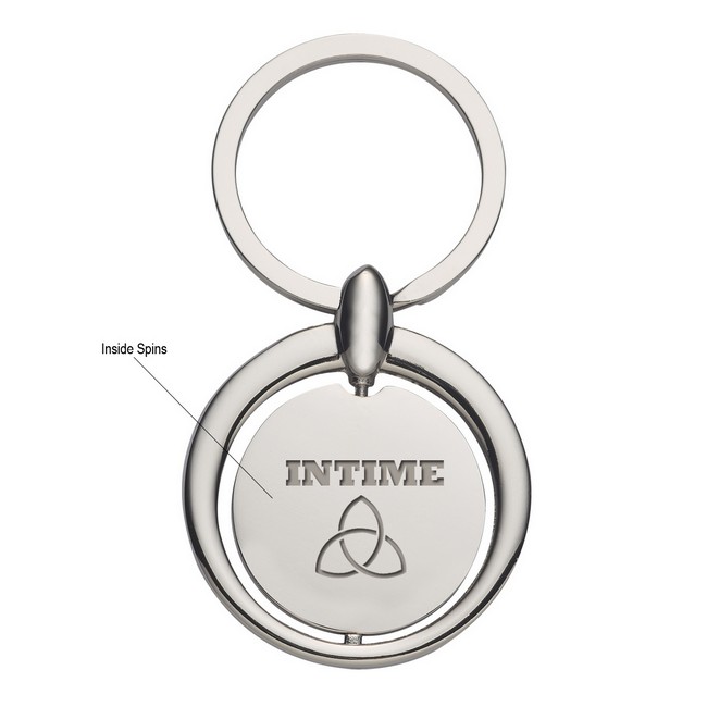 Circular Spinning Metal Key Tag - Personalized
