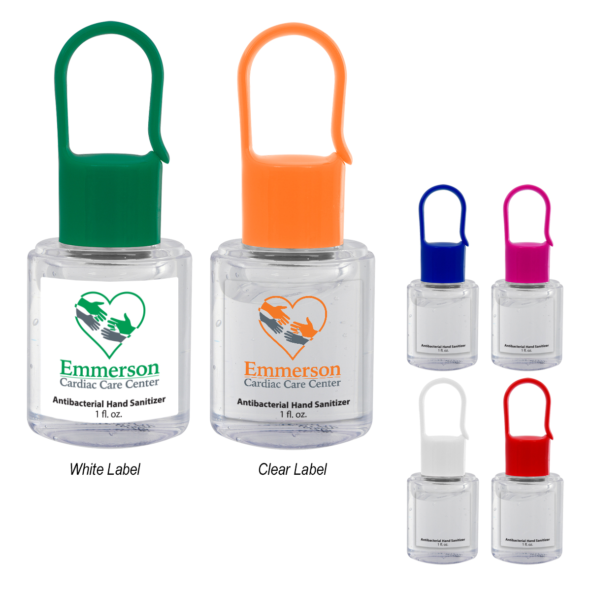 Custom 1 oz. Hand Sanitizer with Carabiner Cap