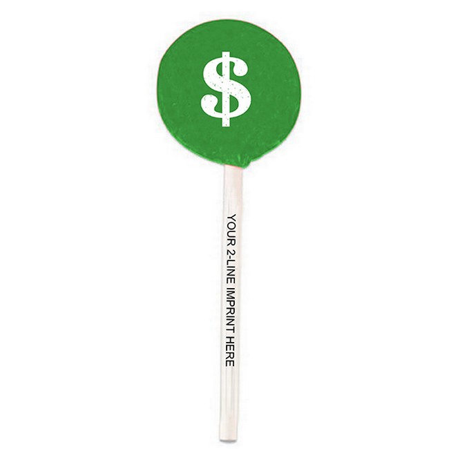 $ Dollar Sign Lollipop with Imprinted Stick