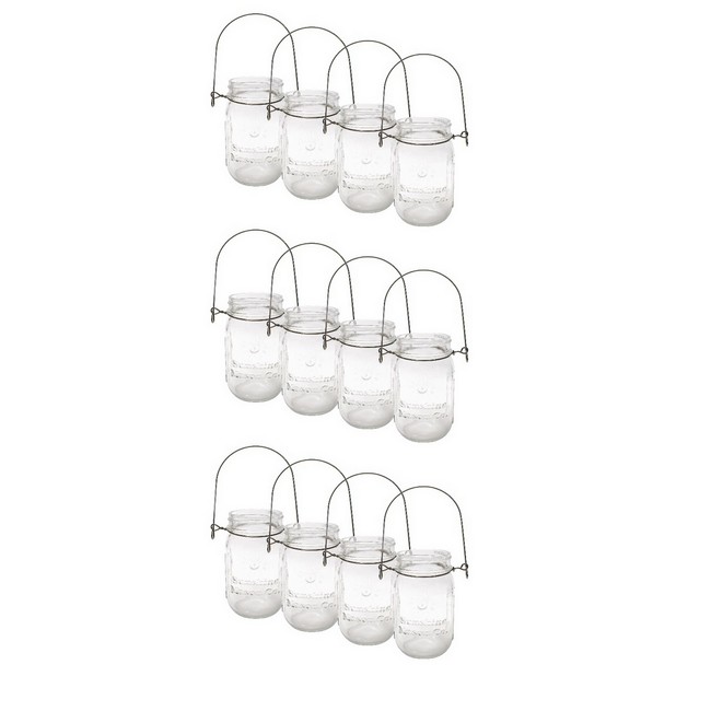 Sunshine Mason Co. Pint Sized Glass Mason Jars with Hanger Handles Set ...