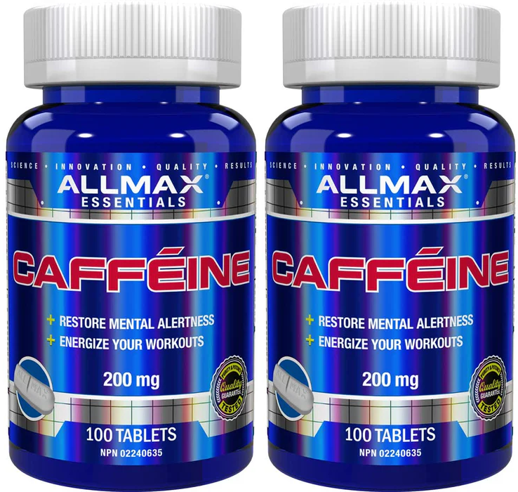 AllMax Nutrition Caffeine 200 Mg - 200 Tablets (2 x 100 Tablet Bottles ...