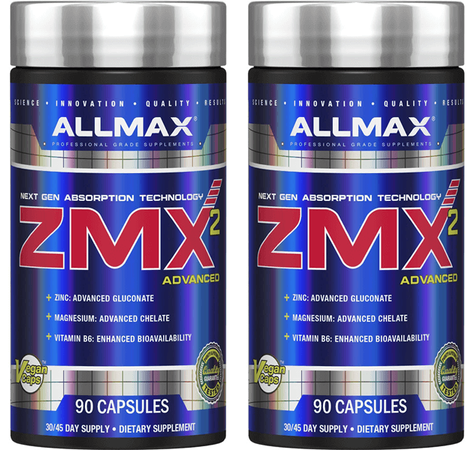 AllMax Nutrition ZMX2 Advanced - 180 Capsules (2 x 90 Capsule Bottles ...