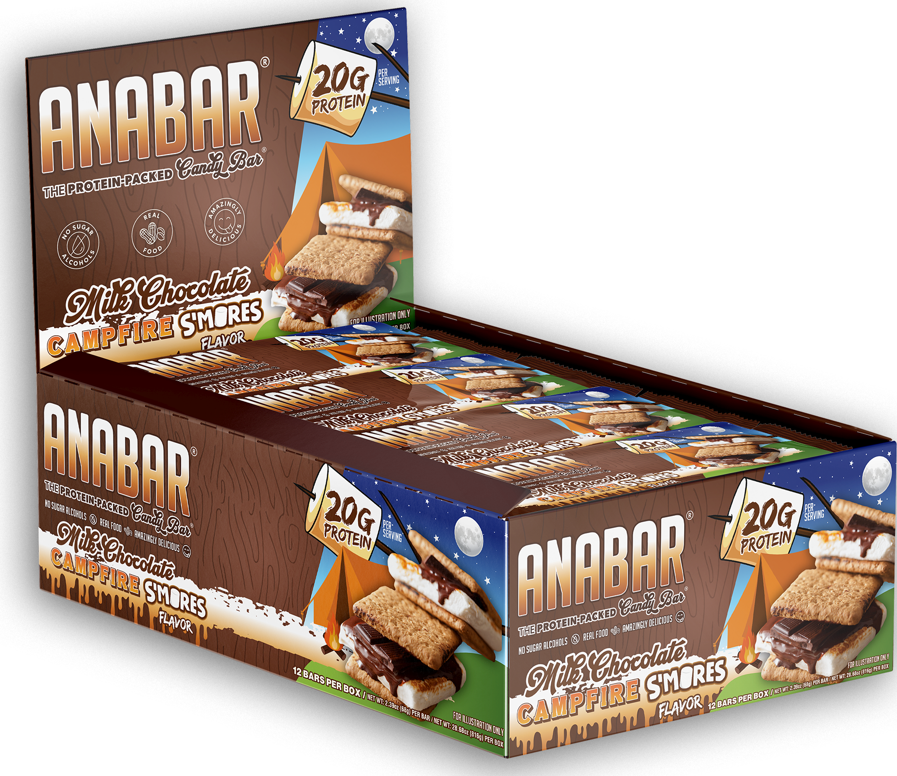 Anabar Milk Chocolate Campfire S'mores - 12 Bars