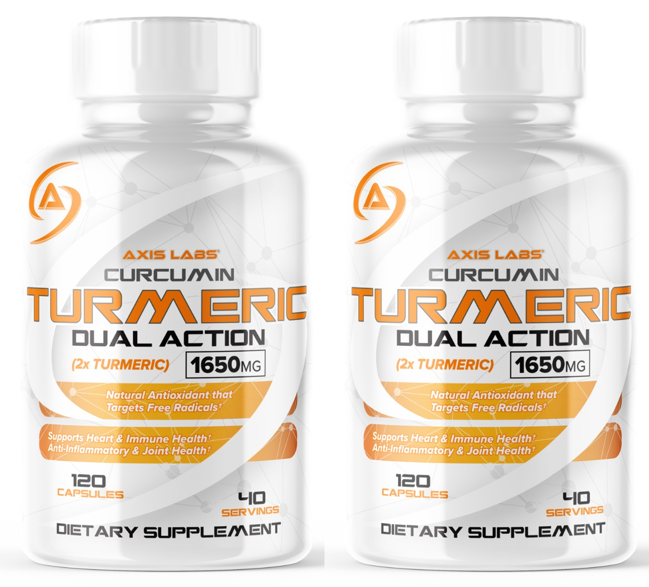 Axis Labs Turmeric Curcumin with Bioperine - 240 Capsules (2 x 120 Capsule Bottles) TWINPACK