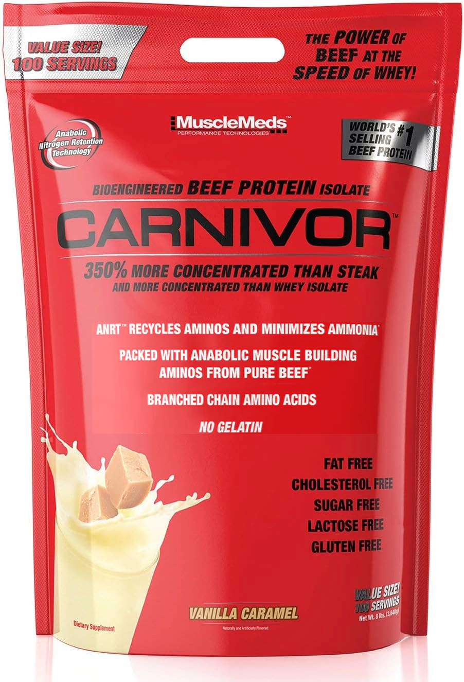MuscleMeds Carnivor Beef Protein Vanilla Caramel - 100 Servings (Bag)