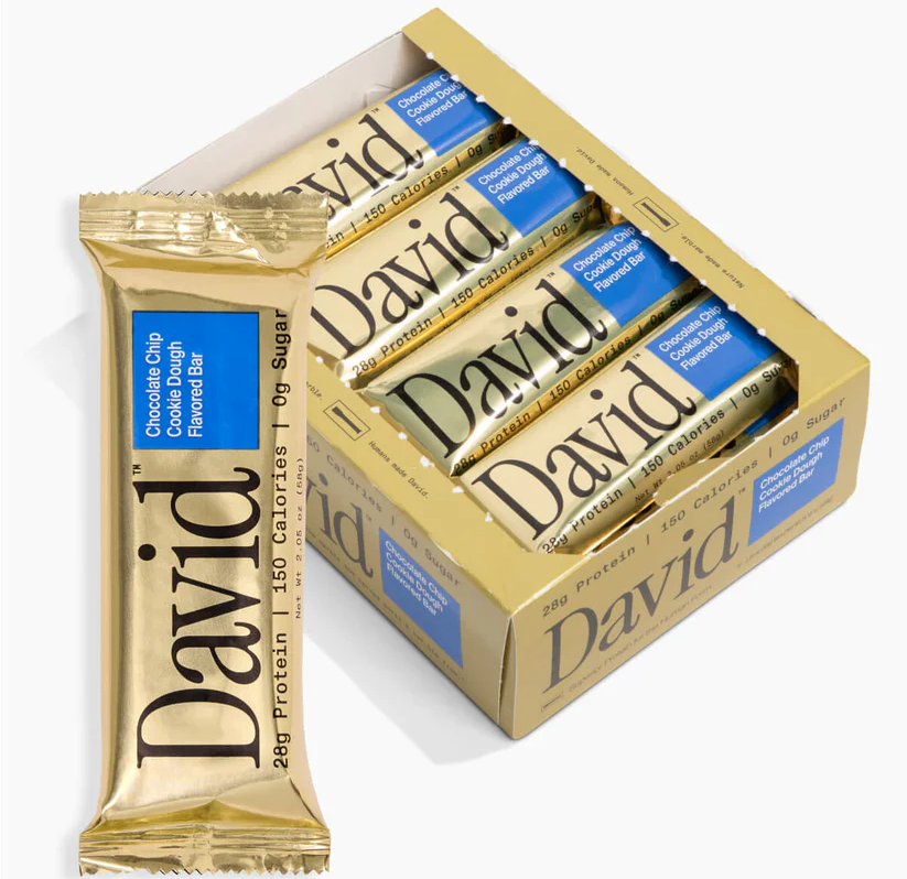 David Protein Bar Chocolate Chip Cookie Dough - 12 Bars by David ...