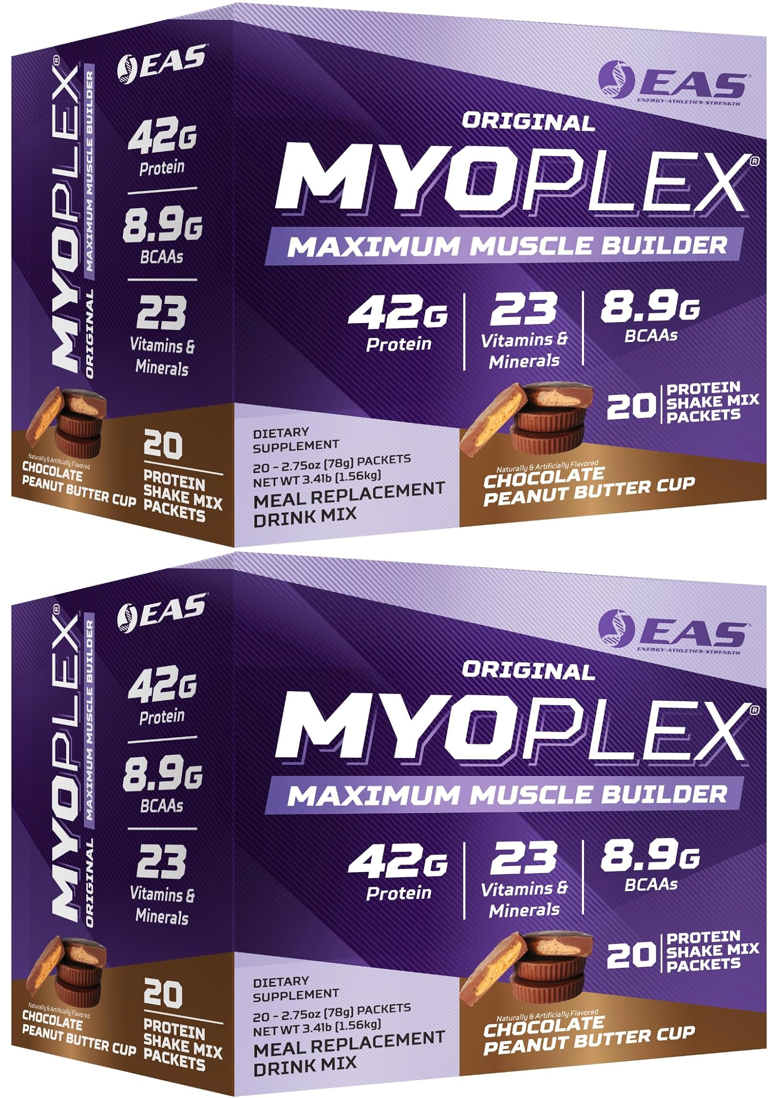 EAS Myoplex Shake Mix Chocolate Peanut Butter Cup - 40 Packs (2 x 20 ...