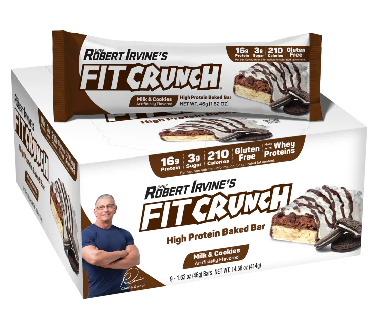 Fit Crunch Snack Size Bars Milk & Cookies - 9 Bars (46g Size) by Fit ...