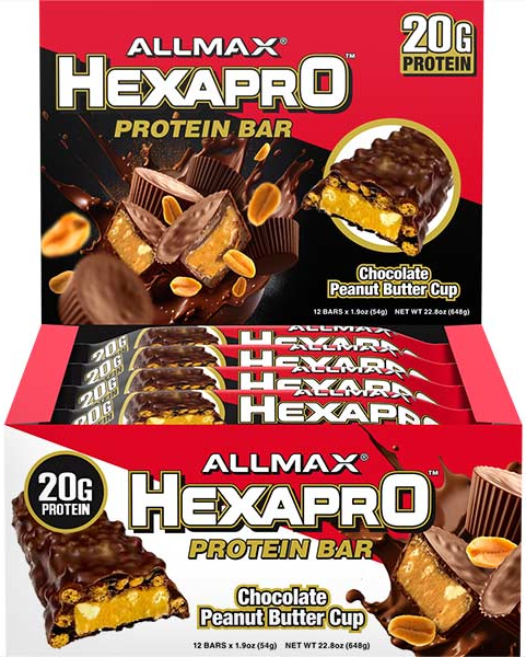 AllMax Hexapro Protein Bar Chocolate Peanut Butter Cup - 12 Bars by ...