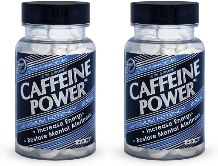 Hi Tech Pharmaceuticals Caffeine Power 200 Mg - 2 x 100 Tablet Bottles ...