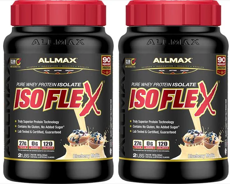 -AllMax Nutrition IsoFlex Whey Protein Isolate Blueberry Muffin - 4 Lb ...