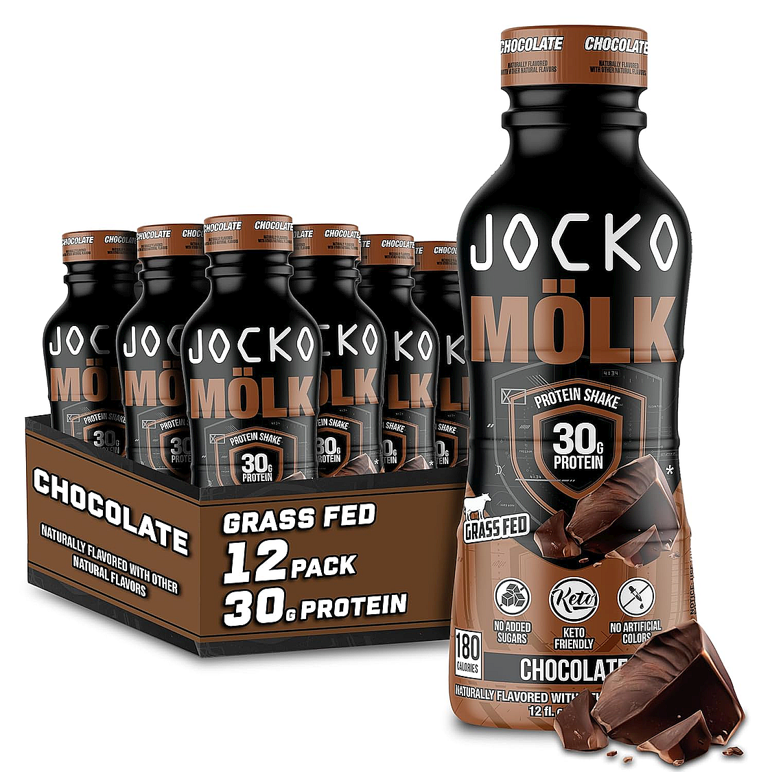 Jocko Molk Protein Shake Ready to Drink 12 oz Chocolate - 12 Bottles by ...