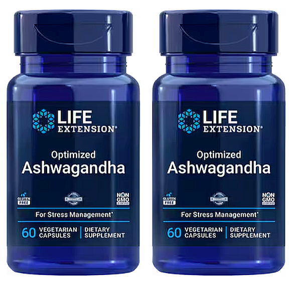 Life Extension Optimized Ashwagandha - 120 Cap (2 x 60 Cap Btls) TWINPACK