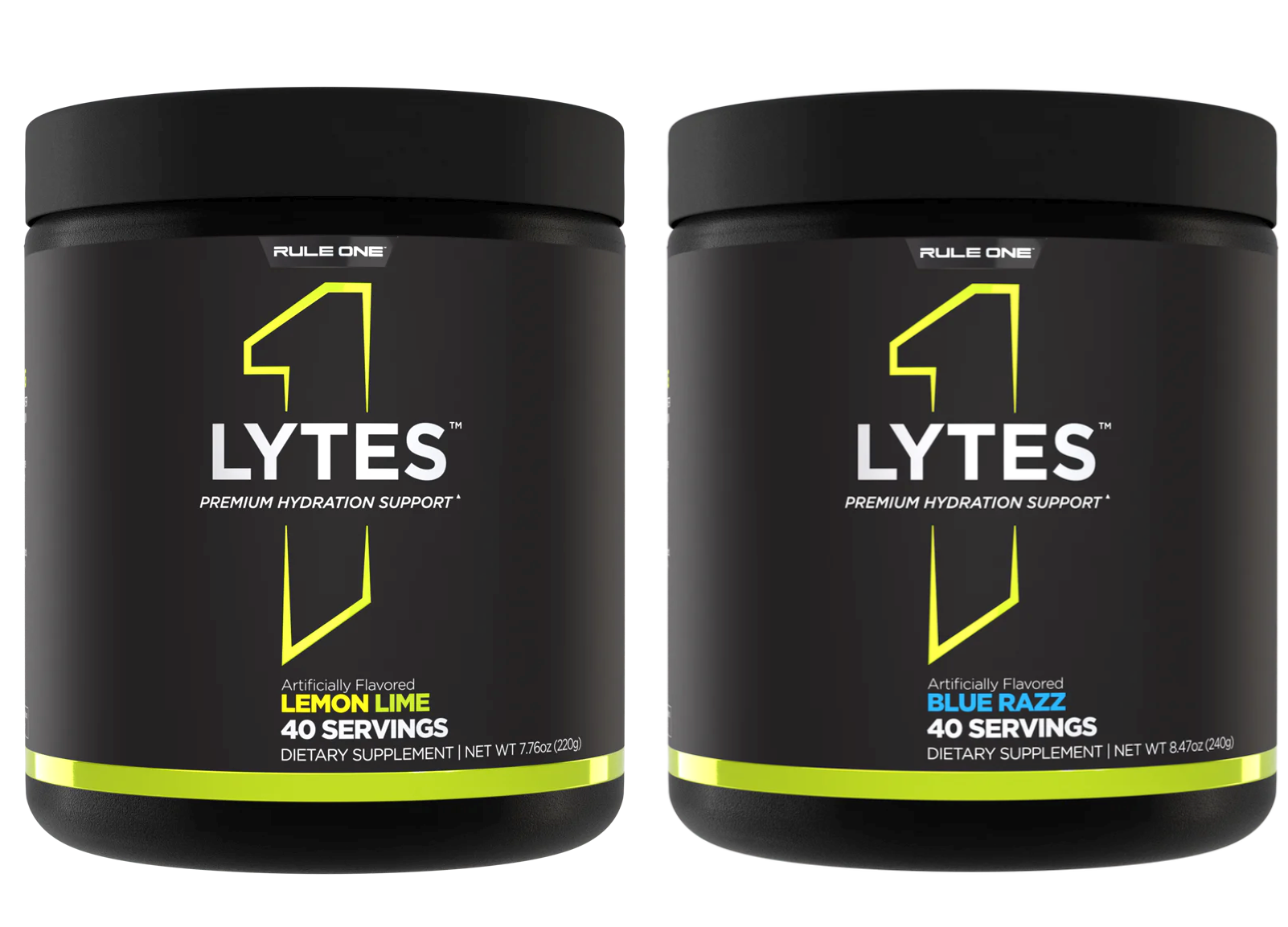 Rule 1 LYTES+ Premium Hydration Support Lemon Lime + Blue Razz - 80 ...