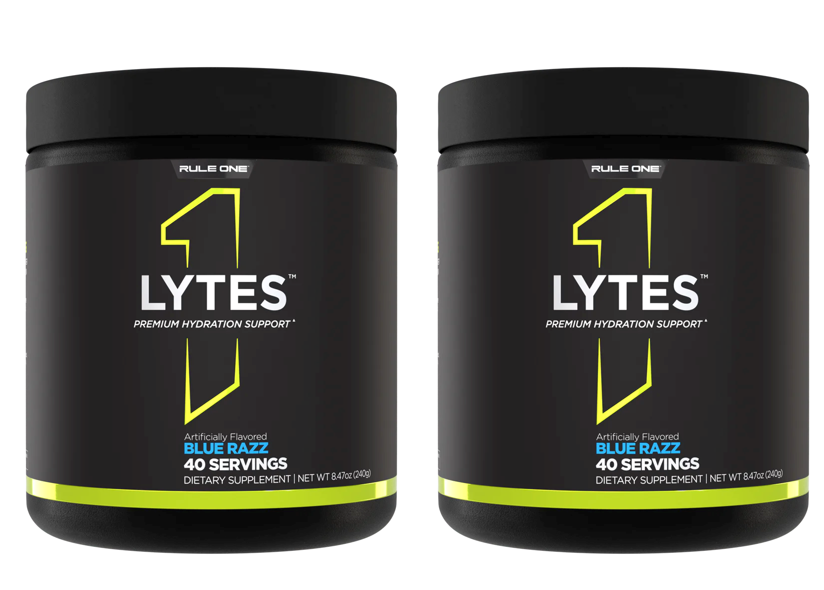 Rule 1 LYTES+ Premium Hydration Support Blue Raz - 80 Servings (2 x 40 ...