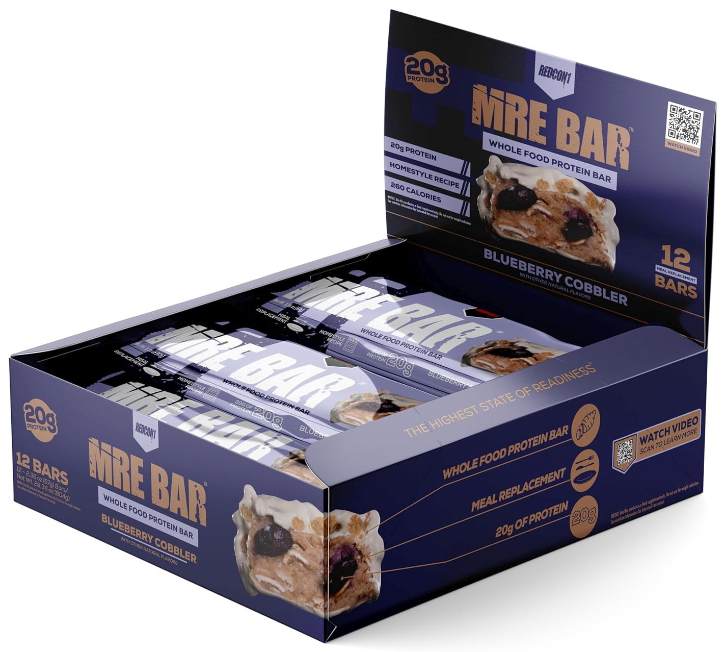 Redcon1 MRE Bars Blueberry Cobbler - 12 Bars