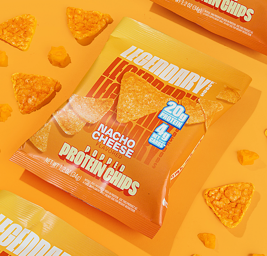 Legendary Popped Protein Chips Nacho Cheese - 7 Bags by Legendary Foods