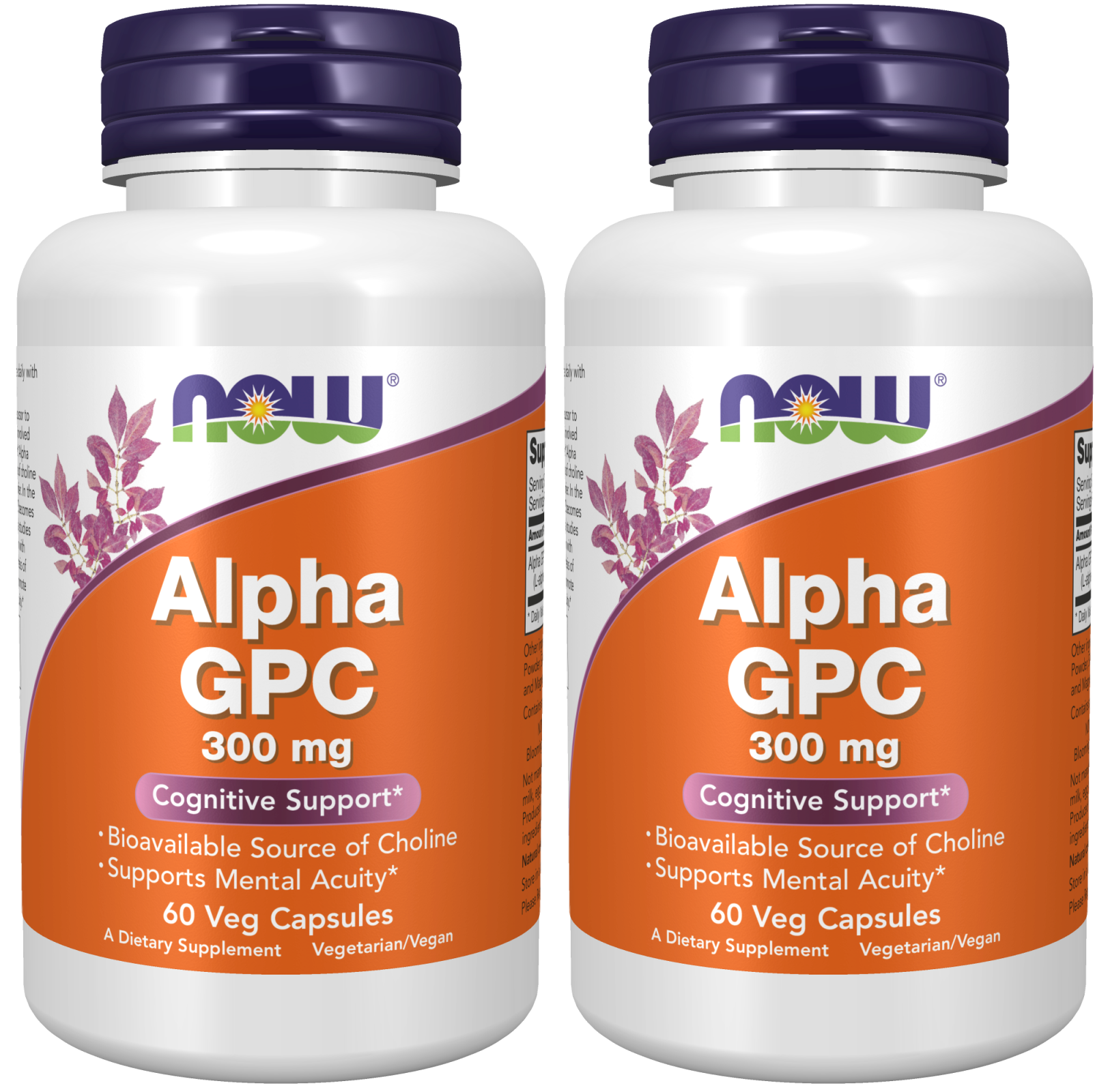 Now Foods Alpha GPC 300 Mg - 120 Capsules (2 x 60 Capsule Bottles) TWINPACK