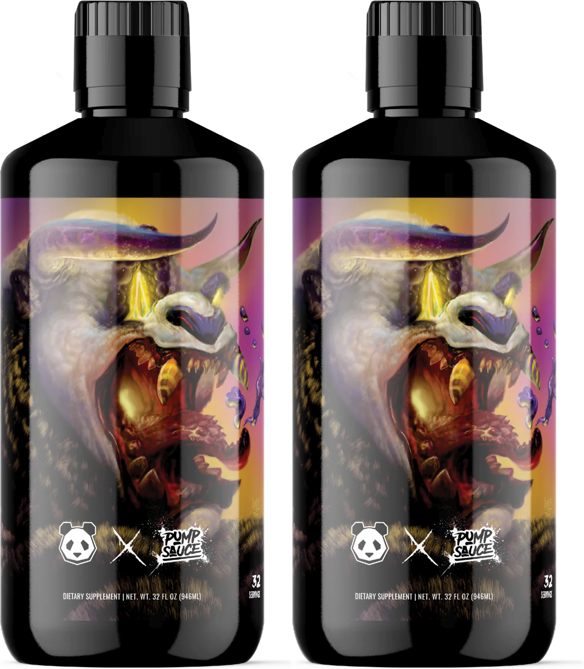 Panda x Pump Sauce Liquid Pre Workout Grape - 2 x 32oz Bottles TWINPACK ...