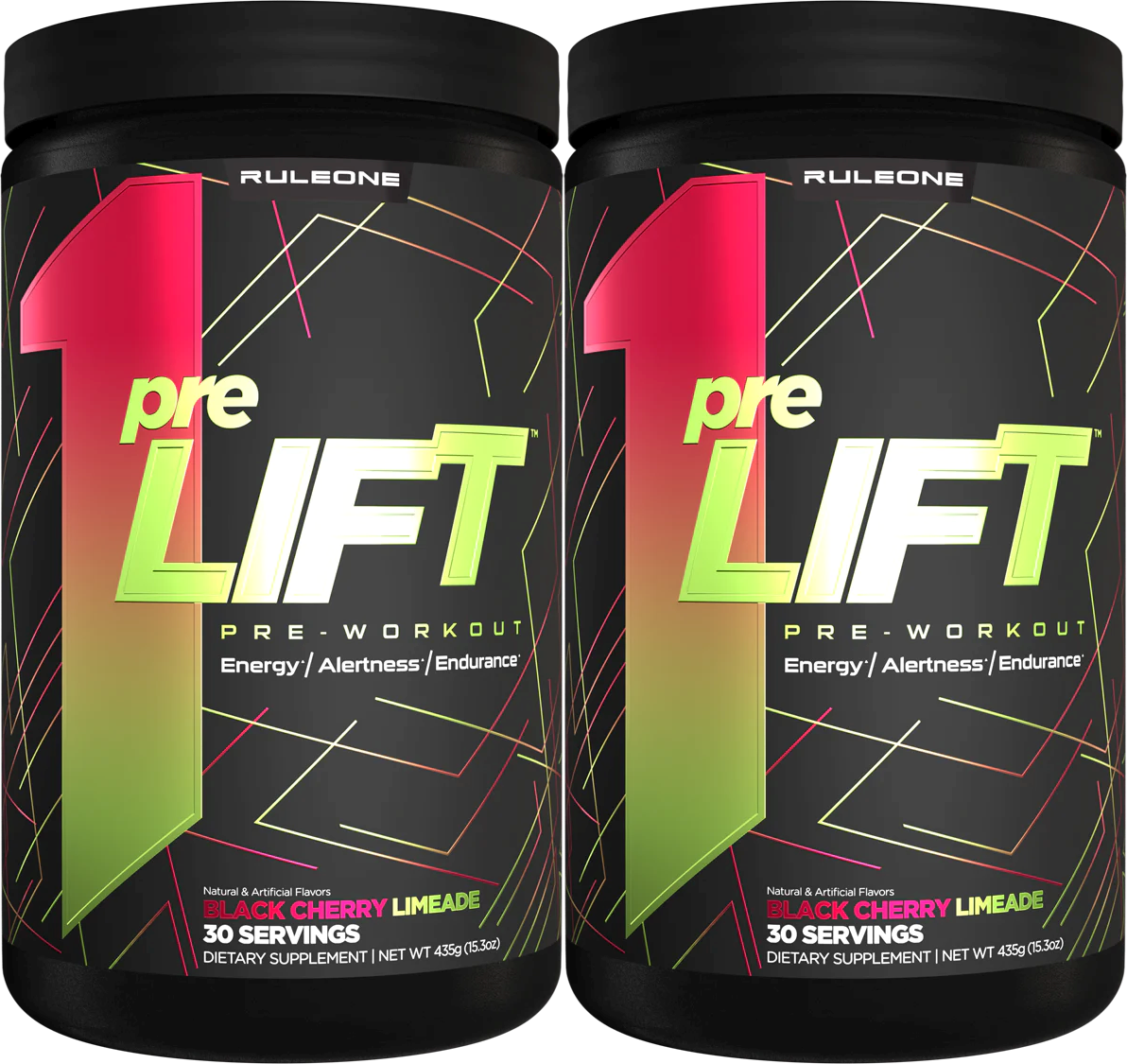Rule 1 preLIFT Pre-Workout Black Cherry Limeade - 60 Servings (2 x 30 ...