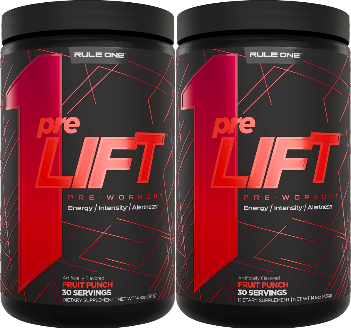 Rule 1 preLIFT Pre-Workout Fruit Punch - 60 Servings (2 x 30 Serving ...