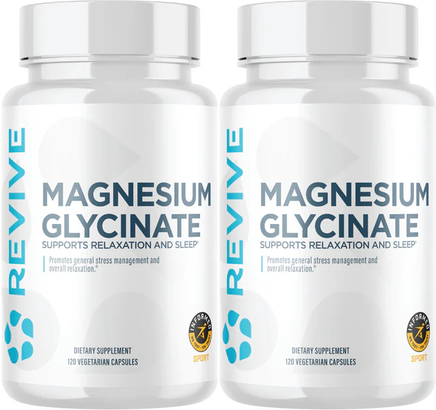 Revive Magnesium Glycinate - 2 x 120 Capsule Bottles TWINPACK