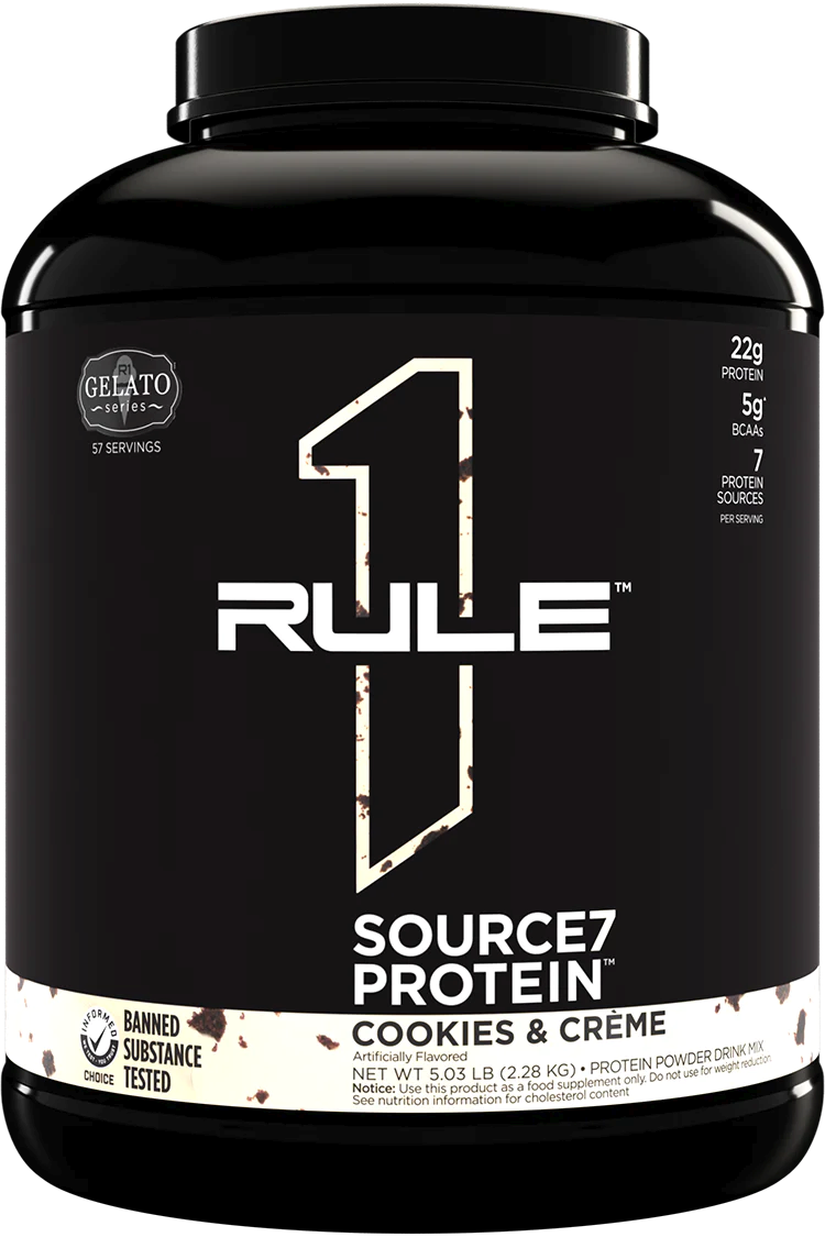 Rule 1 R1 Source7 Multi-Source Protein Blend Cookies & Cream Gelato - 5 ...