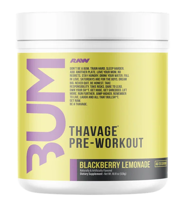 RAW CBUM Thavage Pre-Workout Blackberry Lemonade - 40 Servings by Raw ...