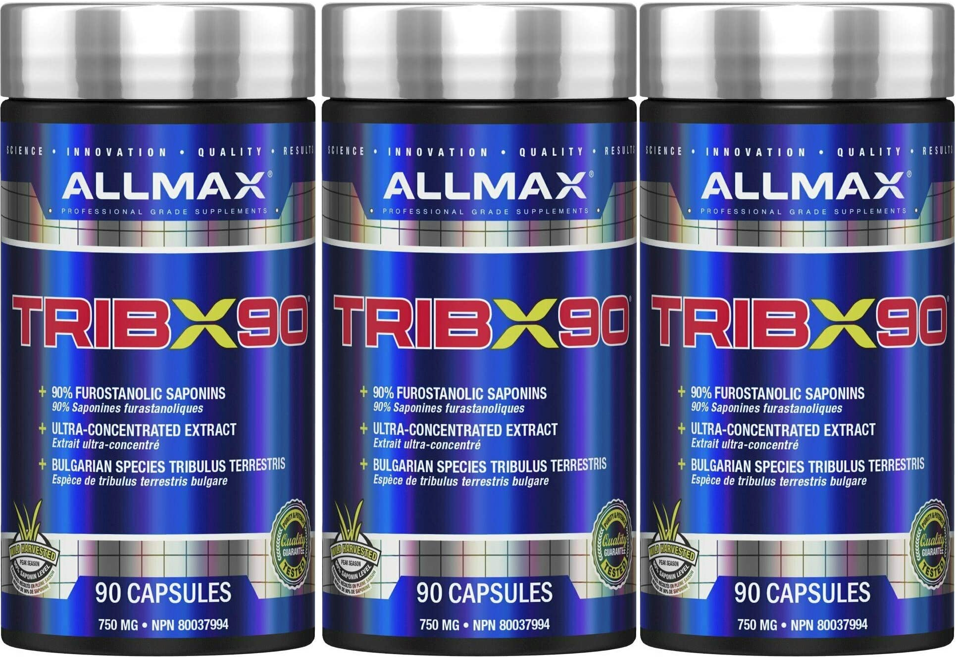 AllMax Nutrition TRIBX90 Bulgarian Tribulus Terrestris - 270 Capsules (3 x 90 Capsule Bottles) 3 PAC