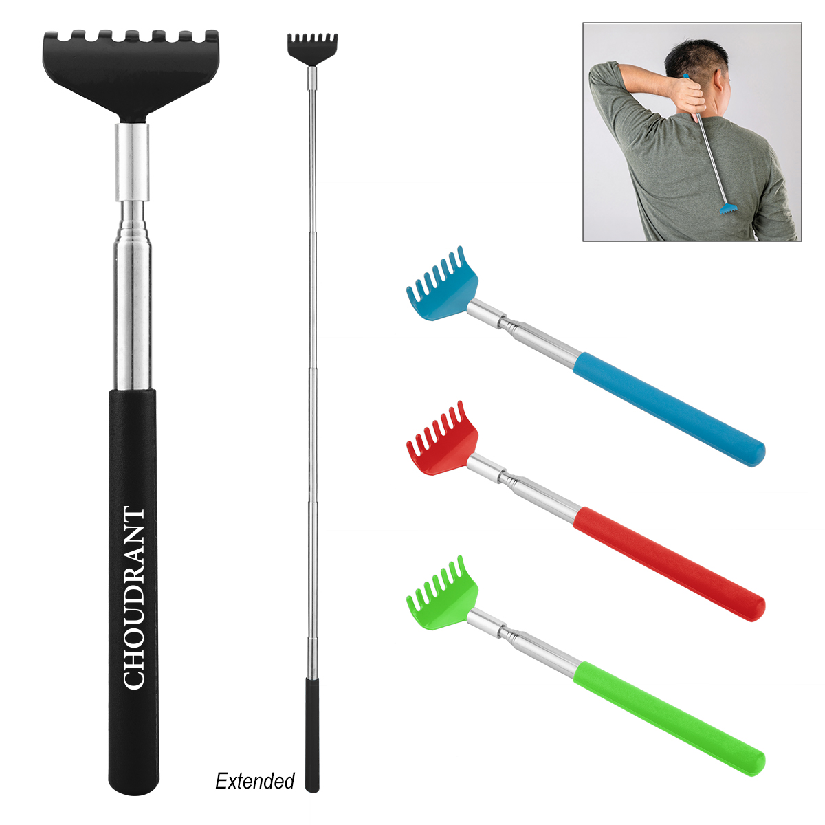 back scratcher - extendable stainless steel with PVC handle