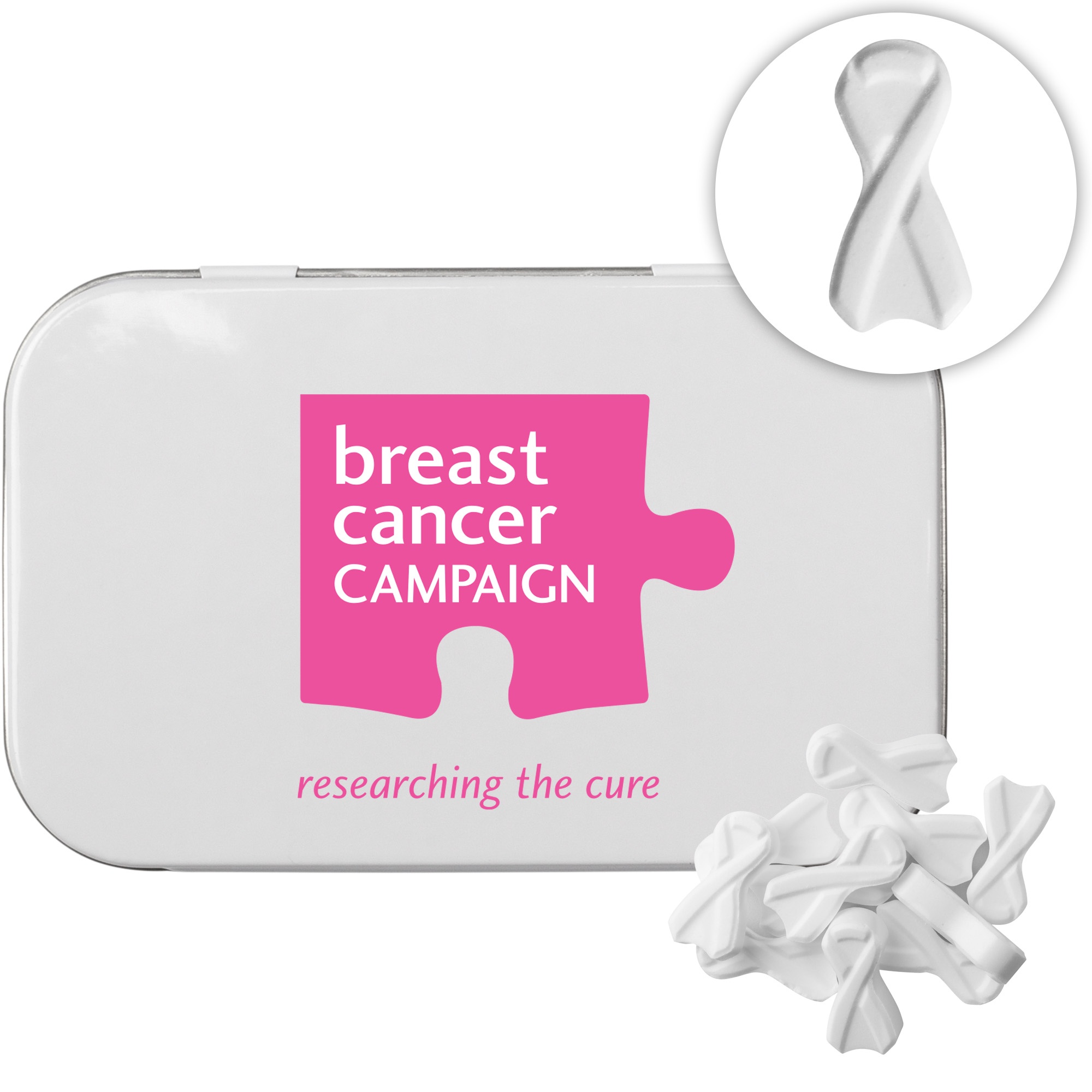 Rectangular Tin with Ribbon Shaped Mints | Myron Promotional Products