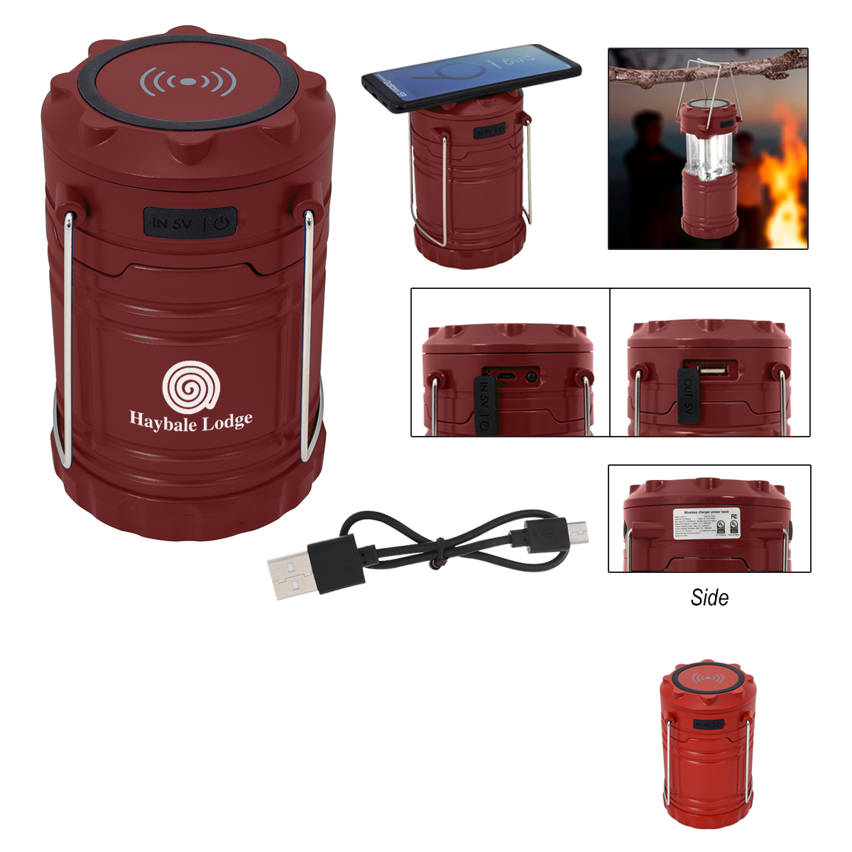 pop-up lantern with wireless charger and bright cob lights