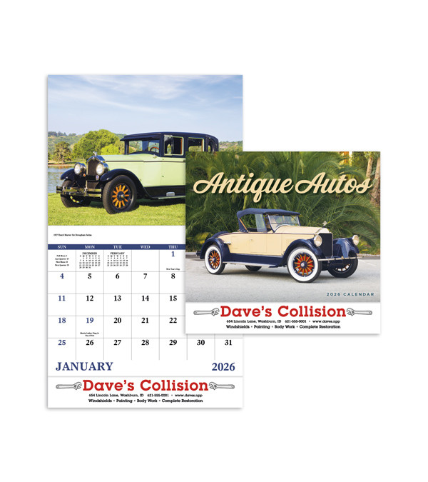 Antique Autos Wall Calendar | Myron Promotional Products
