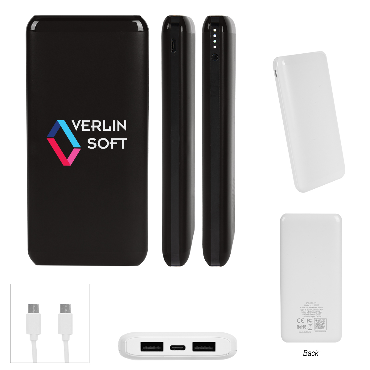multi-port power bank - 10000 mah lithium ion battery