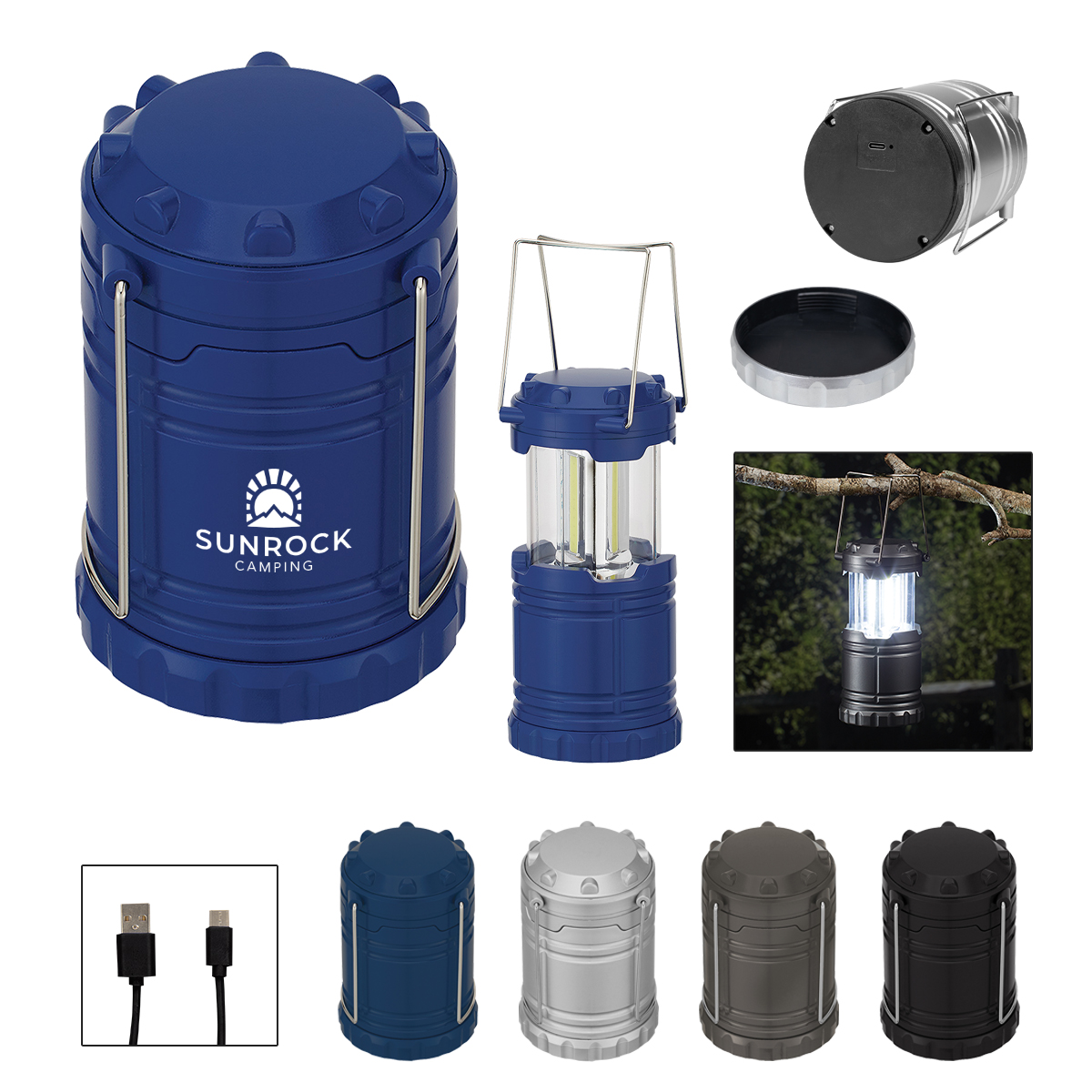 rechargeable COB pop-up lantern with adjustable brightness