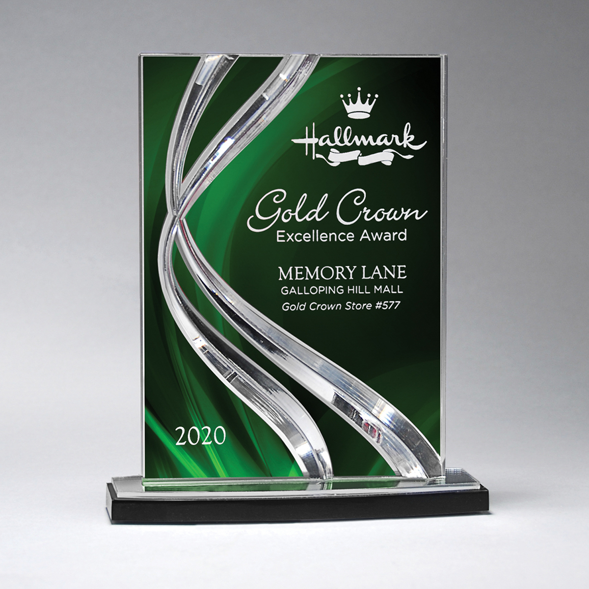 lucite awards with sweeping ribbon design - VB9J5 Small Award