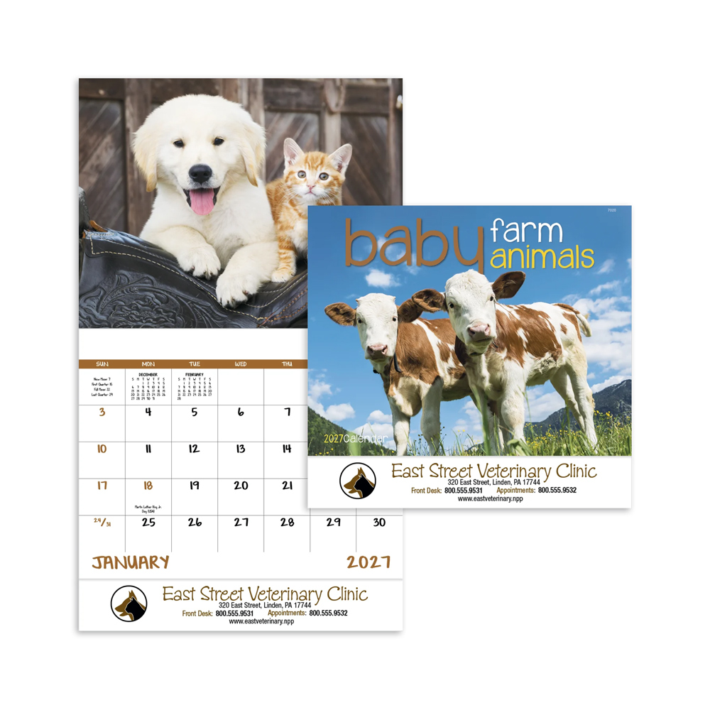 Baby Farm Animals Wall Calendar | Myron Promotional Products