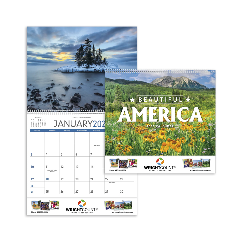 Beautiful America Wiro Wall Calendar | Myron Promotional Products