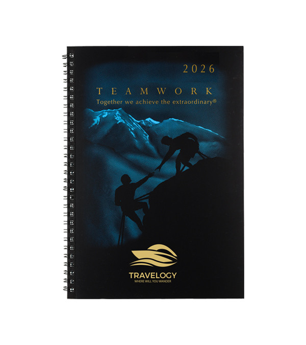 Teamwork Mountains Spiral Bound Date Log Calendar | Myron Promotional ...