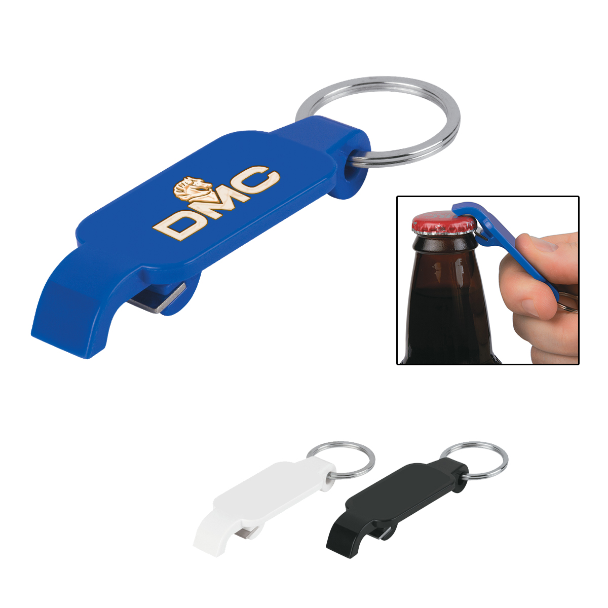 bottle opener with split ring attachment for everyday carry