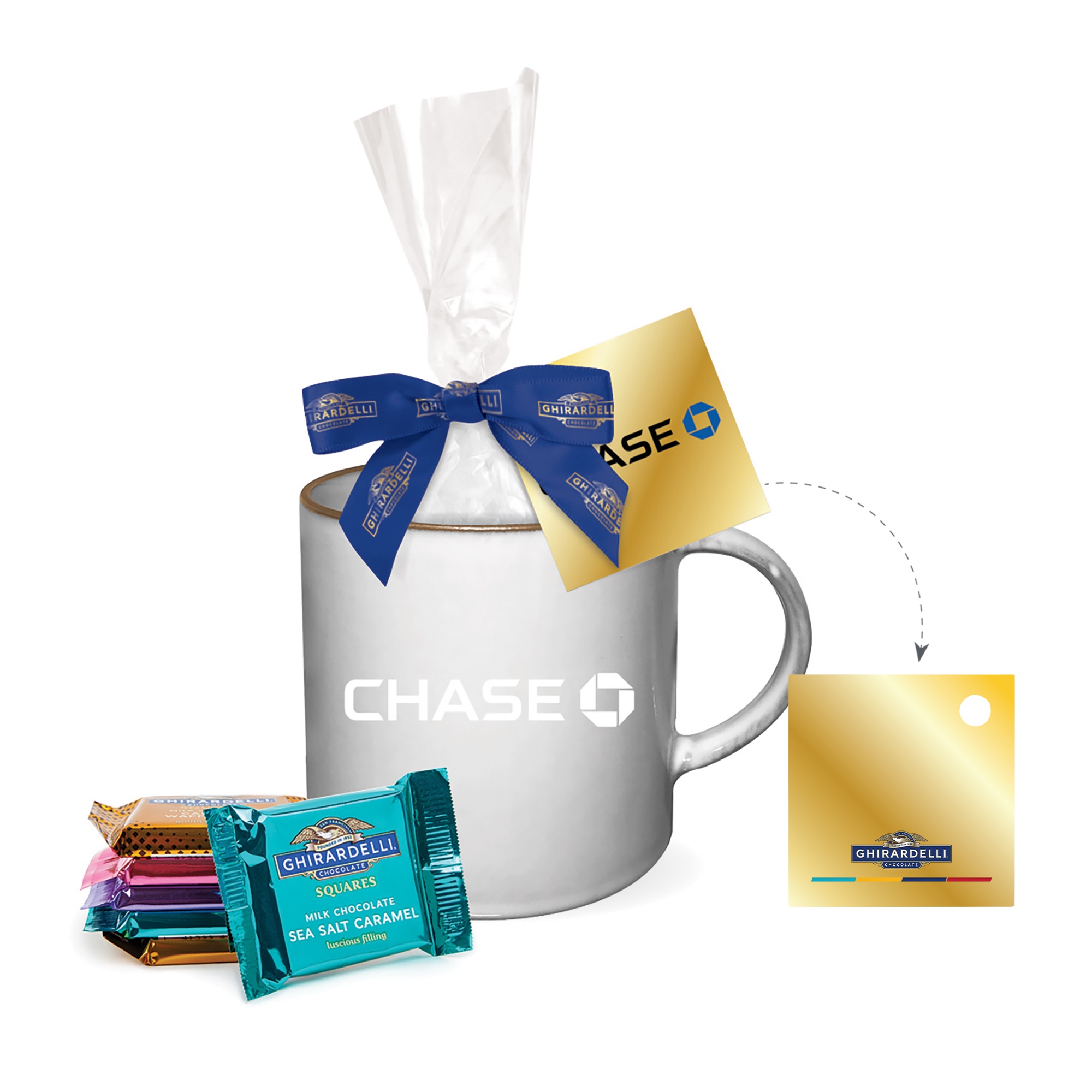 Ghirardelli Mug Drop with 18oz Ghost Glaze Mug | Myron Promotional Products