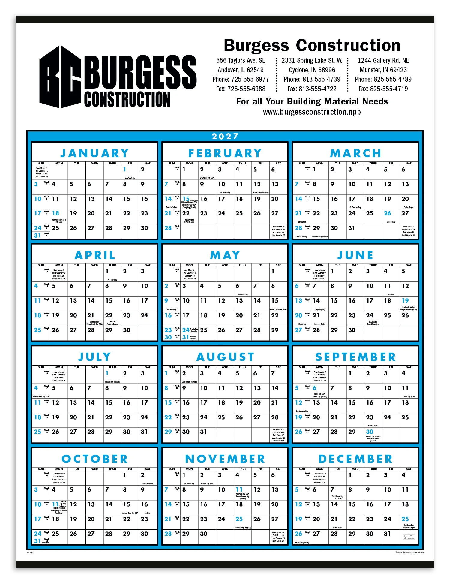 Span-A-Year Calendar Non-Laminated | Myron Promotional Products