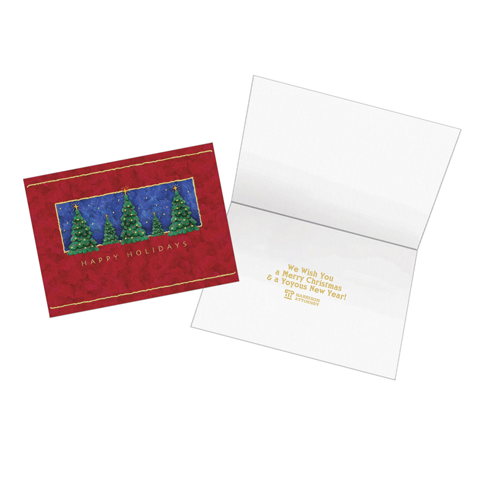 Holiday Trees Starry Night Greeting Card | Myron Promotional Products